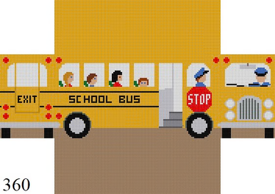 BRICK COVER 360 Susan Roberts Needlepoint SCHOOL BUS 8.5" x 4.5" x 2.75 ...
