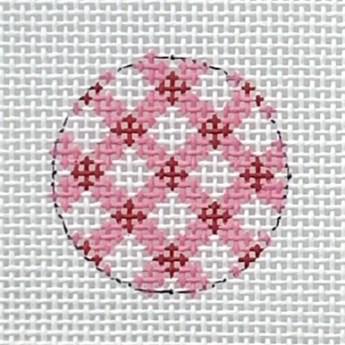(PPD) PP650EB-a Pink Gingham 1.25" Round 18 Mesh Key Fob Insert Painted ...
