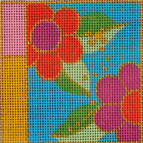AW-14 ANN WINN Flower Power 3 ½ x 3 ½ 18 Mesh With Stitch Guide - The ...