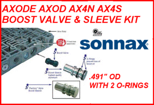 AXODE AXOD AX4S AX4N 4F50N TRANSMISSION BOOST VALVE & SLEEVE KIT .491 ...