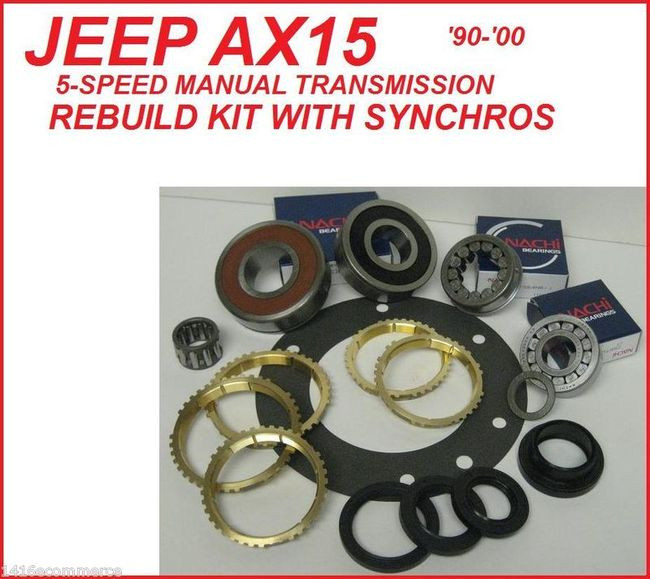 AX15 TRANSMISSION REBUILD KIT WITH SYNCHRO RINGS FITS JEEP & DODGE '90 ...