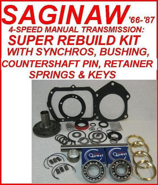 SAGINAW TRANSMISSION SUPER REBUILD KIT WITH SYNCHRO RINGS, PIN, KEYS ...