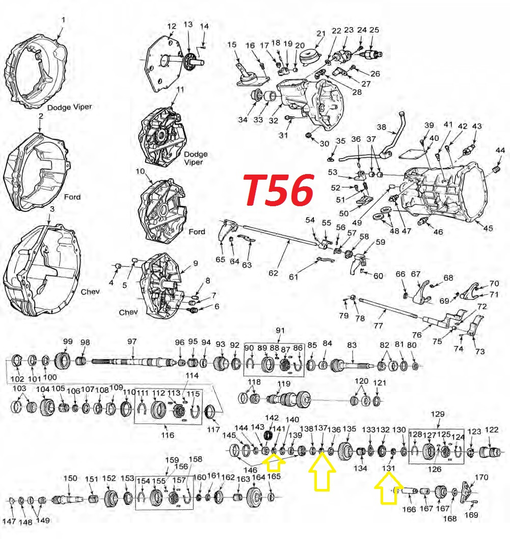 T56 TRANSMISSION SNAP RING FOR REVERSE SYNCHRO & THRUST WASHER & TR3650 ...