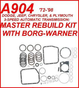 A904 A998 A999 TF6 TRANSMISSION REBUILD KIT WITH STEELS & BORG-WARNER ...