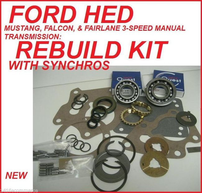 HED TRANSMISSION REBUILD KIT WITH SYNCHRO RINGS FITS '60-'67 3-SPEED ...