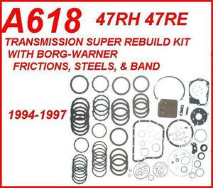 A618 47RH 47RE TRANSMISSION REBUILD KIT WITH STEELS, FILTER, BORG ...
