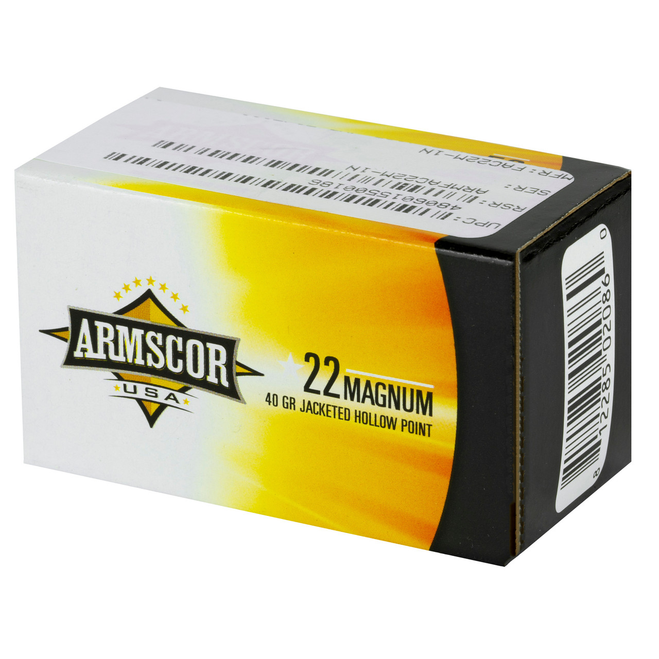 ARMSCOR, AMMO, 22 WMR, 40 GR, HOLLOW POINT, BOX (50), MFR P/N: FAC22M-1N