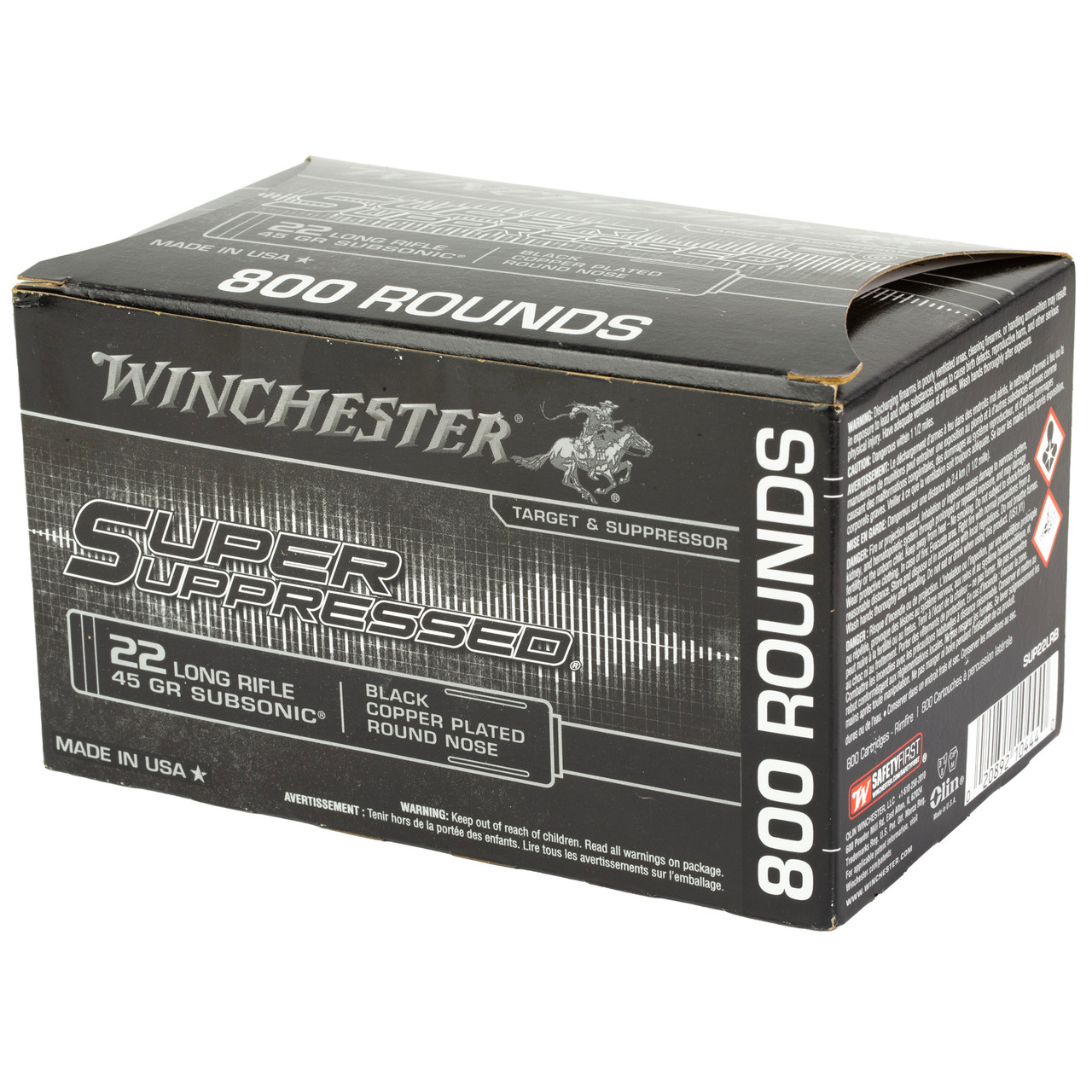 WINCHESTER AMMUNITION, SUPER SUPPRESSED, 22 LR, 45 GR, COPPER PLATED ...