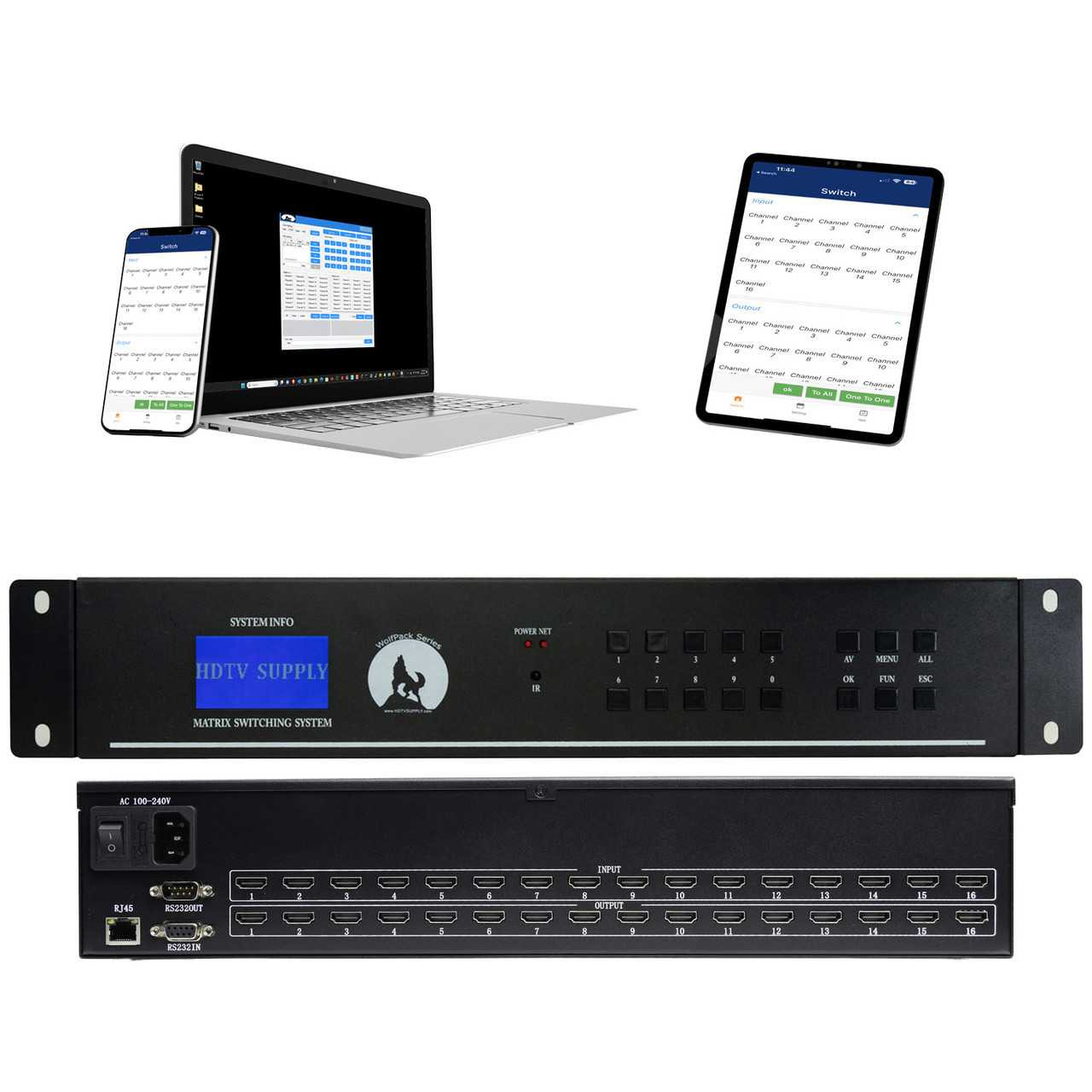 4K 30 Hz 16x16 HDMI Matrix Switch with Web GUI