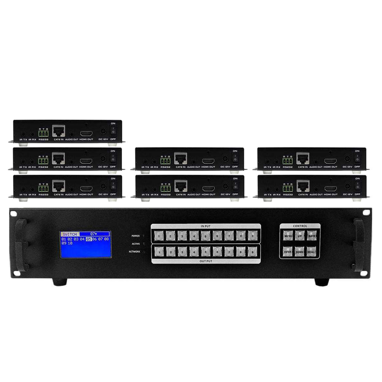 4K 3x7 HDMI Matrix Switcher over CAT6 with Apps, WolfPack