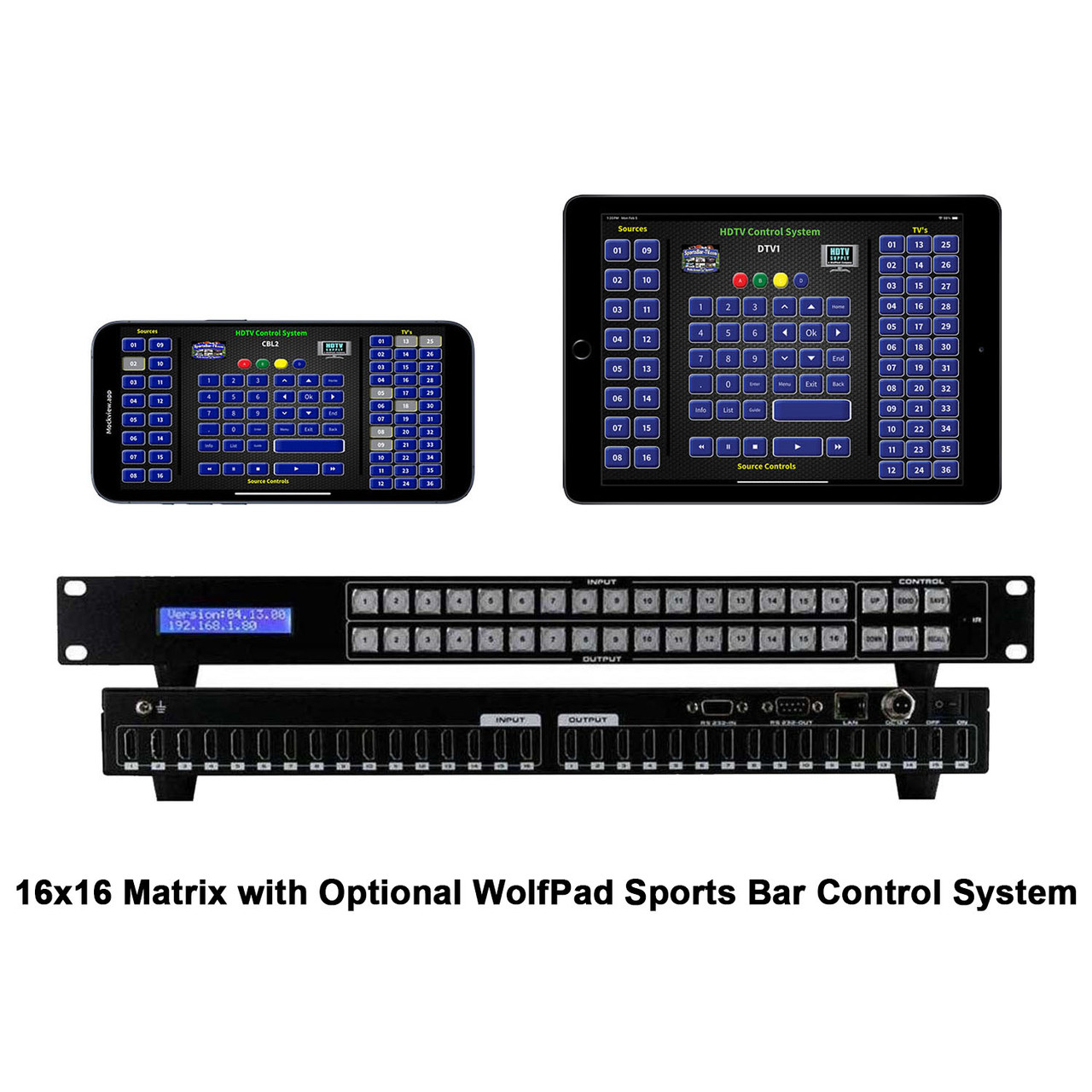 WolfPack 4K 30 Hz 16x16 HDMI Matrix Switch with Baluns
