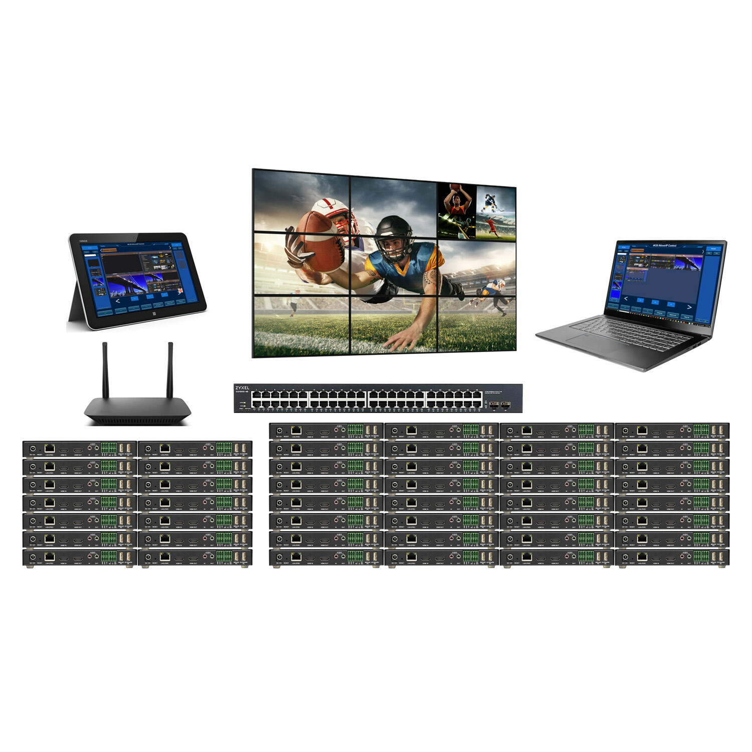 Up To 40 TVs of 4K 30 Hz AV Over IP Matrix Switchers with POE