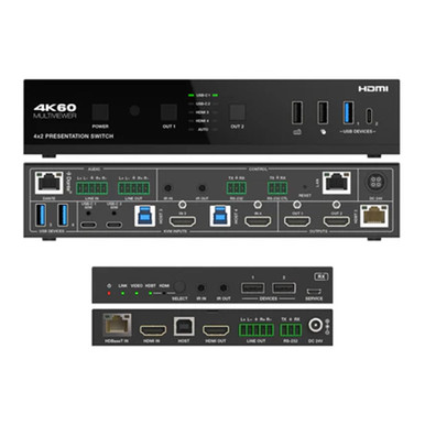 DVDO USBC-HDMI-PS-42-Xtend 4K 4x2 Seamless Presentation Switcher ...