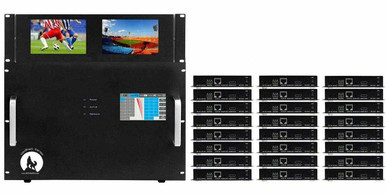 4K 32x24 HDMI Matrix Switcher w/Dual Monitors & HDBaseT CAT6 Extenders ...