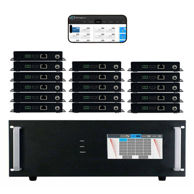 4K 4x16 HDMI Matrix Switcher w/Touch Screen & HDMI over CAT6 Extenders ...
