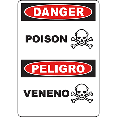 DANGER Poison Bilingual Sign - DuraLabel