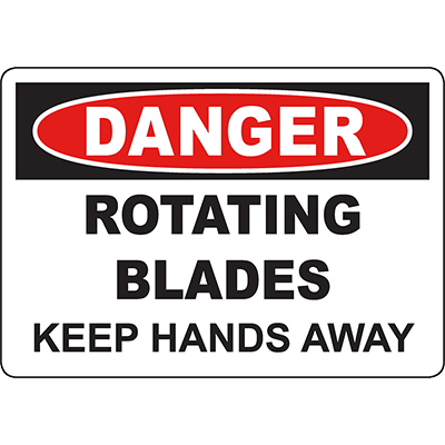 DANGER Rotating Blades Keep Hands Away Sign | Graphic Products