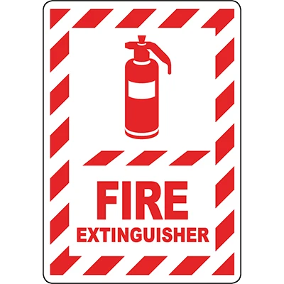 Fire Extinguisher red text Sign w/Symbol - DuraLabel