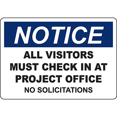NOTICE Visitors Must Check In At Office Sign - DuraLabel