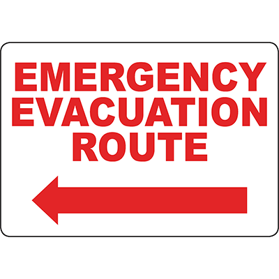 Emergency Evacuation Route Left arrow Sign - DuraLabel