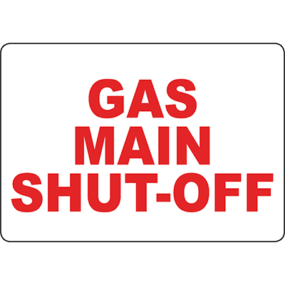 Gas Main Shut-Off Sign - DuraLabel