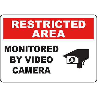 RESTRICTED AREA Monitored By Video Camera Sign - DuraLabel