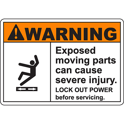 WARNING Moving Parts Can Cause Severe Injury ANSI Sign | Graphic Products