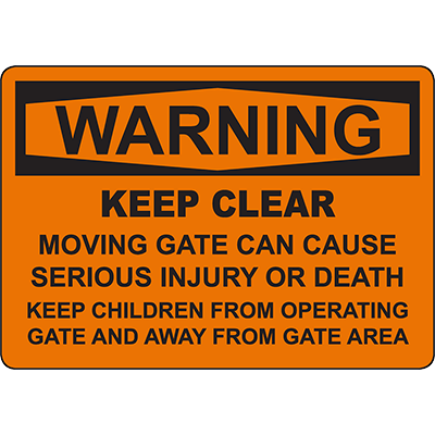 WARNING Gate Can Cause Serious Injury Or Death Sign - DuraLabel