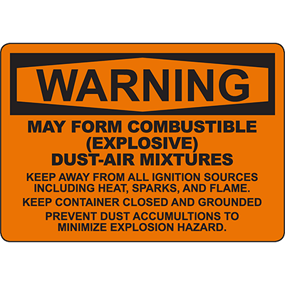 May Form Combustible Dust-Air Mixtures | Graphic Products