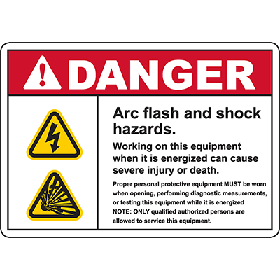 DANGER Arc Flash And Shock Hazards Sign - DuraLabel