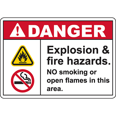DANGER Explosion & Fire Hazards Sign - DuraLabel