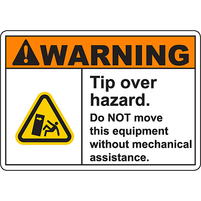 WARNING Tip Over Hazard Sign - DuraLabel
