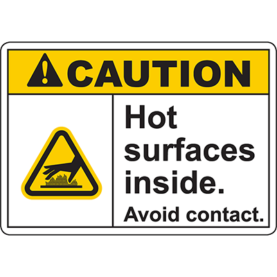 CAUTION Hot Surfaces Inside Sign - DuraLabel