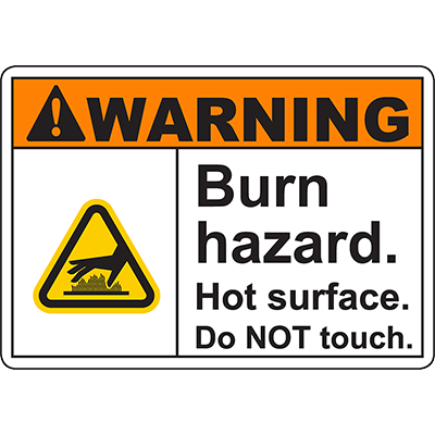 WARNING Burn Hazard Do NOT touch Sign - DuraLabel
