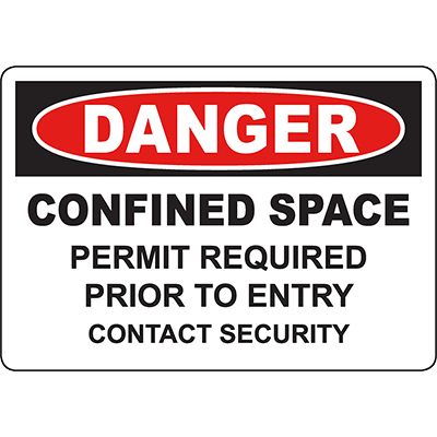 DANGER Permit Required Prior To Entry Contact Security Sign | Graphic ...