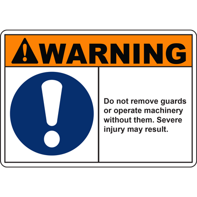WARNING DO NOT REMOVE GUARDS OR OPERATE MACHINERY WITHOUT THEM SEVERE ...