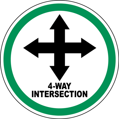 4-Way Intersection Floor Sign | Floor Marking | DuraLabel