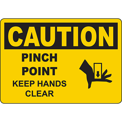 CAUTION Pinch Point Keep Hands Clear Sign - 698 - DuraLabel