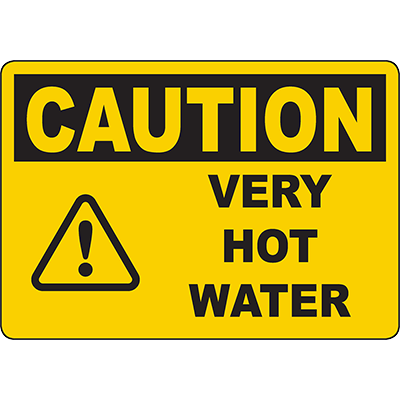 CAUTION Very Hot Water Sign - DuraLabel