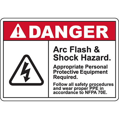 DANGER Arc Flash & Shock Hazard Sign - DuraLabel