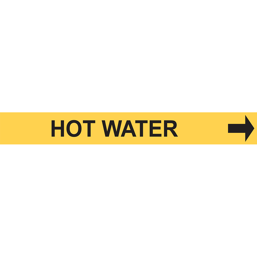 Hot Water Pipe Marker - Yellow | Pipe Labels | DuraLabel