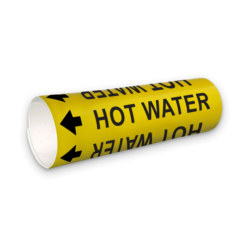 Hot Water Pipe Marker - Yellow | Pipe Labels | DuraLabel