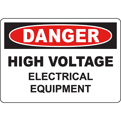 DANGER High Voltage Electrical Equipment Sign - DuraLabel