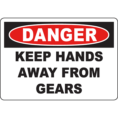 DANGER Keep Hands Away From Gears Sign - DuraLabel