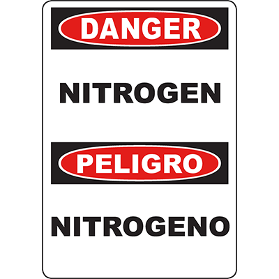 DANGER Nitrogen Bilingual Sign - DuraLabel