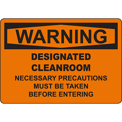 WARNING Designated Cleanroom Sign | Graphic Products