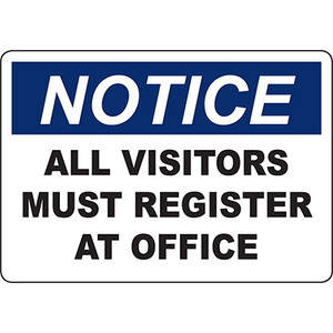 NOTICE All Visitors Must Register At Office Sign w/Symbol | Graphic ...