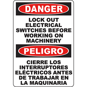 DANGER Lock Out Electrical Switches On Equipment Sign | Graphic Products