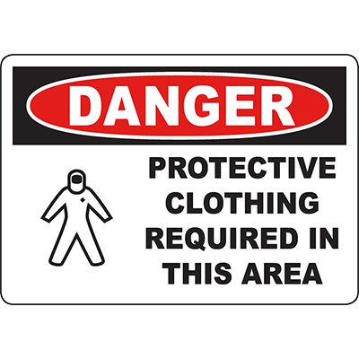 DANGER Protective Clothing Required Sign w/Symbol | Graphic Products