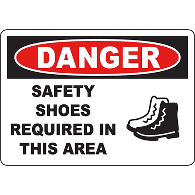 DANGER Safety Shoes Required In This Area Sign w/Symbol | Graphic Products